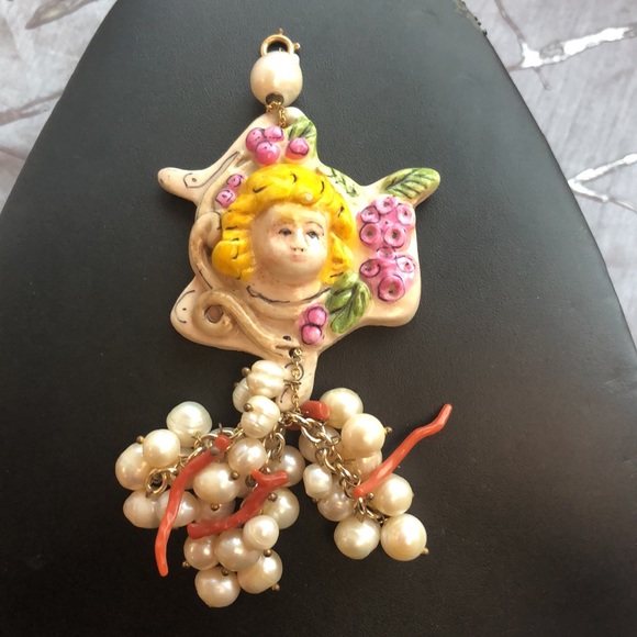 Hand Crafted | Jewelry | Unique Beautiful Sicilian Pendant Pearls Coral ...
